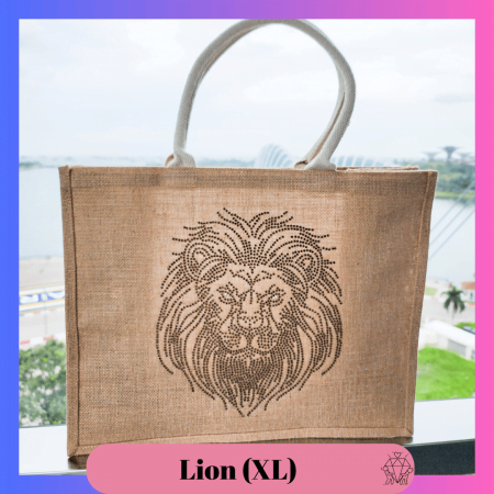 Handmade Jungle King Lion Rhinestone Shopping Bag