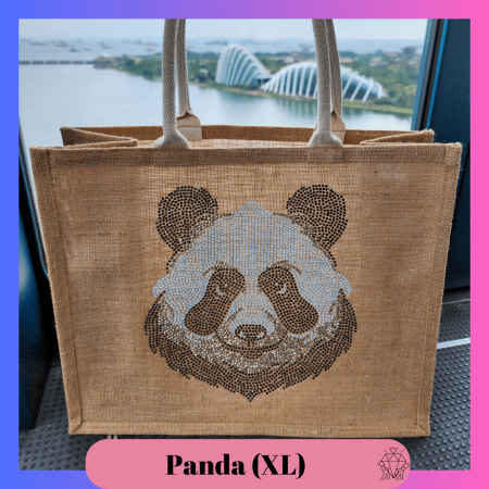 Handmade Jungle King Panda Rhinestone Shopping Bag