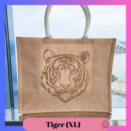 Handmade Jungle King Tiger Rhinestone Shopping Bag
